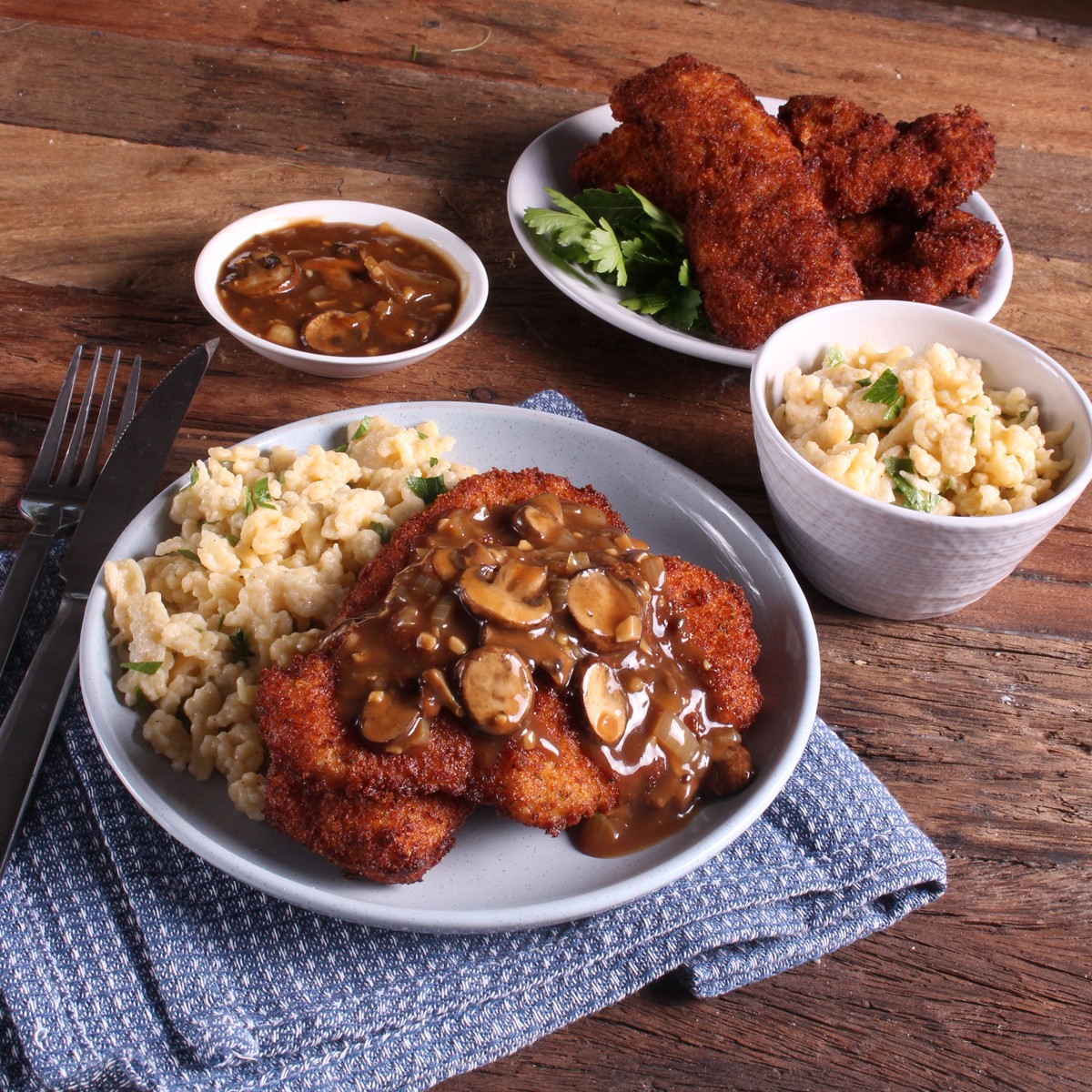 Jägerschnitzel with Spätzle - SunPork Fresh Foods